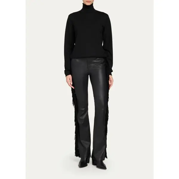 Sprwmn Micro Flare Suede Fringe Leather Pants