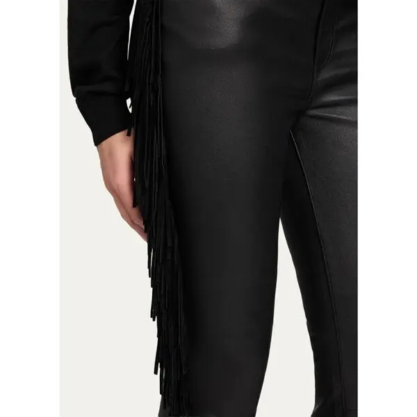 Sprwmn Micro Flare Suede Fringe Leather Pants