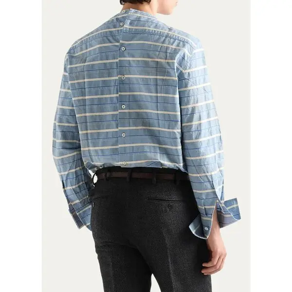 Prada Chambray Riga Stripe Long-sleeve Shirt