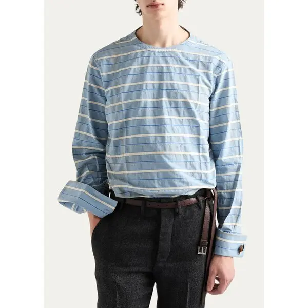 Prada Chambray Riga Stripe Long-sleeve Shirt