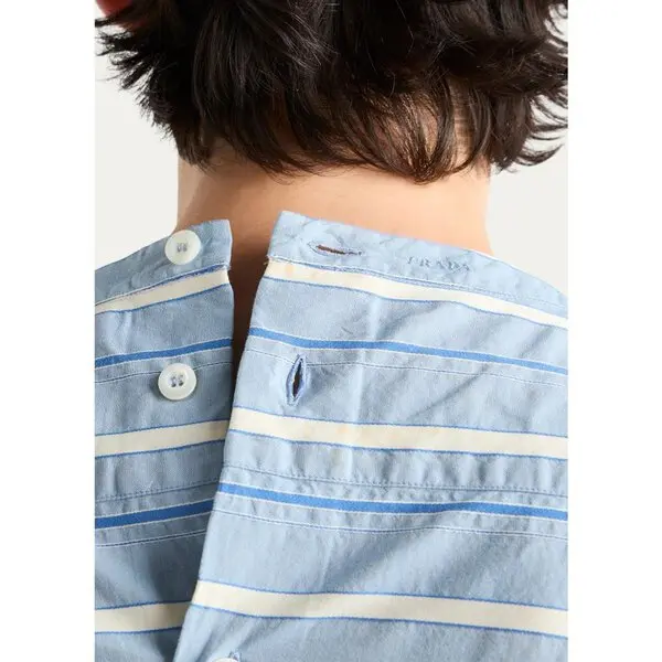 Prada Chambray Riga Stripe Long-sleeve Shirt