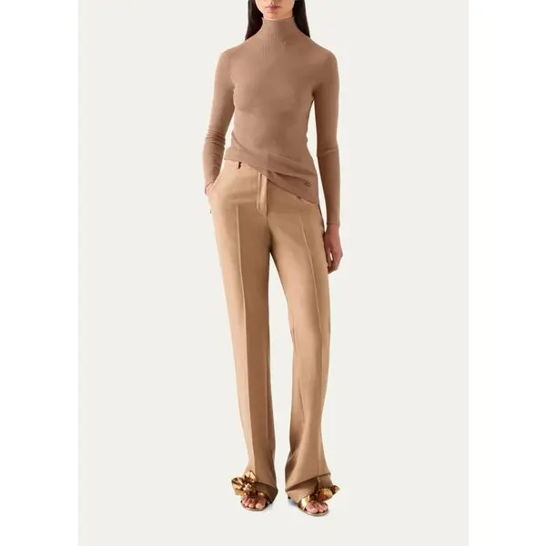 Akris Cashmere-silk Fine Rib Mock-neck Seamless Sweater