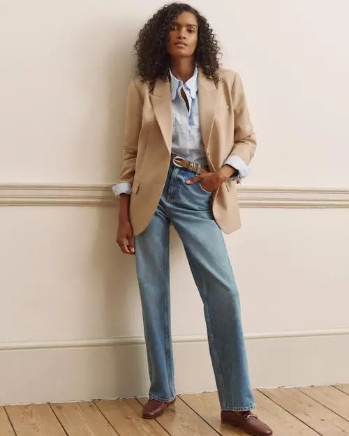 Mint Velvet Single Breasted Longline Blazer - Neutral