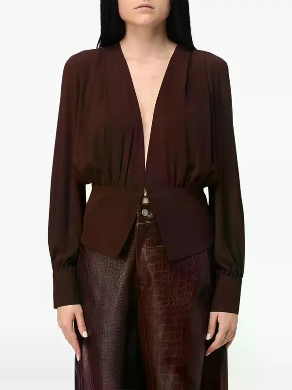 HANITA Plunging Gathered Blouse
