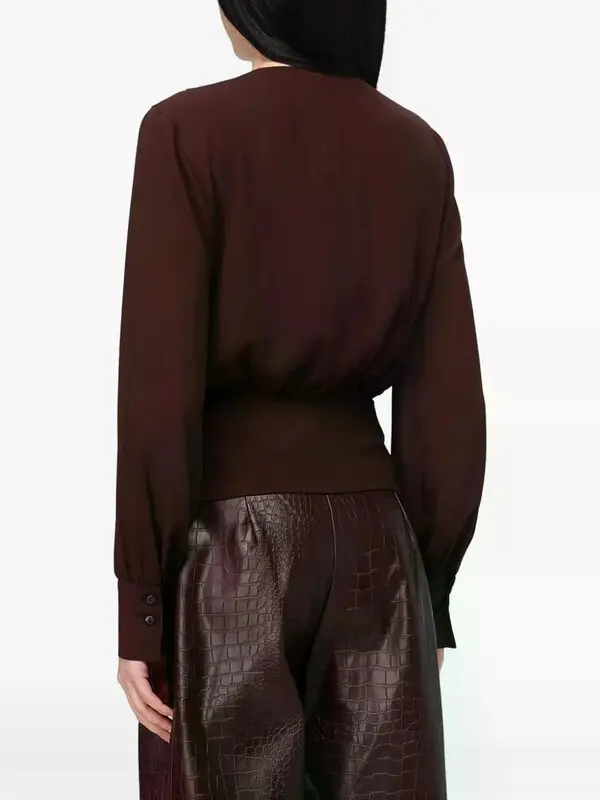 HANITA Plunging Gathered Blouse