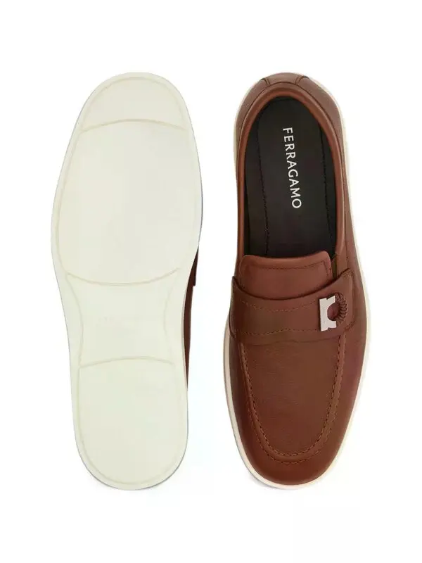 FERRAGAMO Boat Shoe Loafers With Gancini Ornament