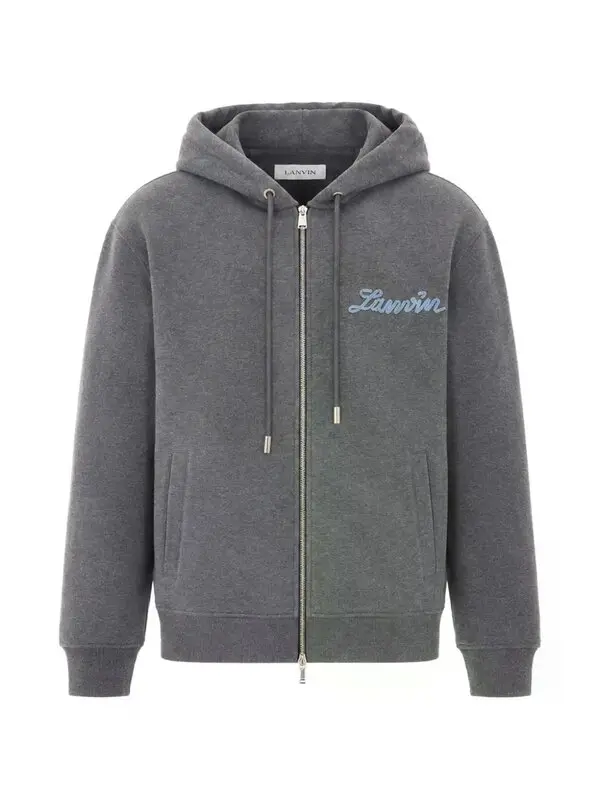 LANVIN Ribbon Zip-up Hoodie In Cotton And Cashmere