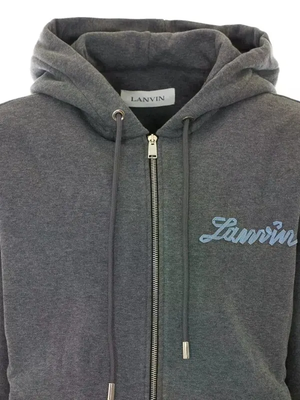 LANVIN Ribbon Zip-up Hoodie In Cotton And Cashmere