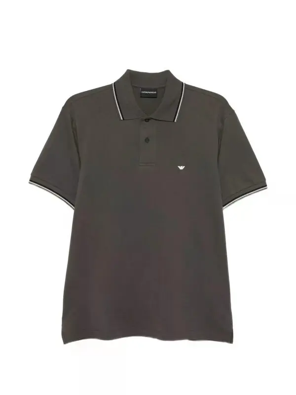 Emporio Armani Logo-embroidered Tipped Polo Shirt - Grey