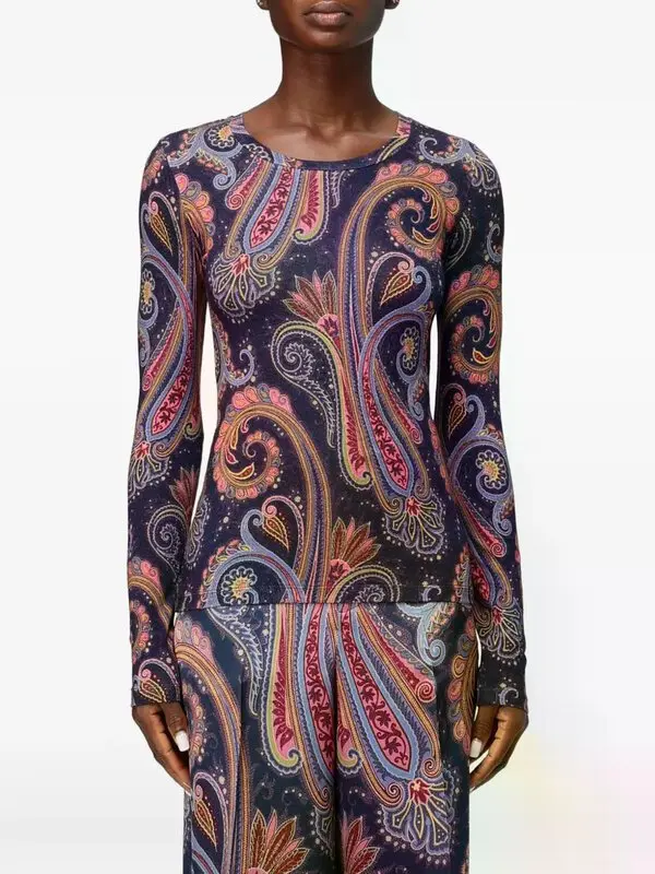 Etro Paisley-print Long-sleeve T-shirt - Blue