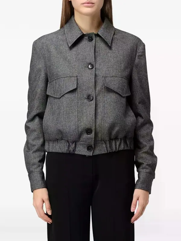 HANITA Button-up Elasticated-hem Jacket - Grey