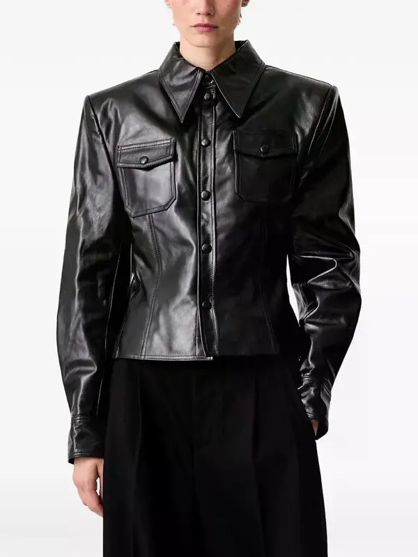WILLY CHAVARRIA Lthr Chavela Button-up Bovine Leather Jacket
