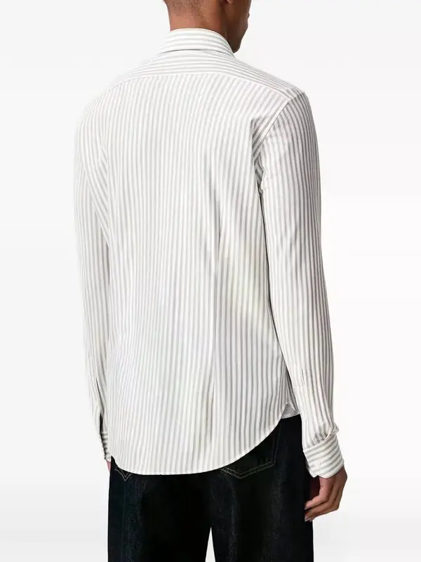 Michael Kors Vertical-stripe Logo-embroidered Shirt