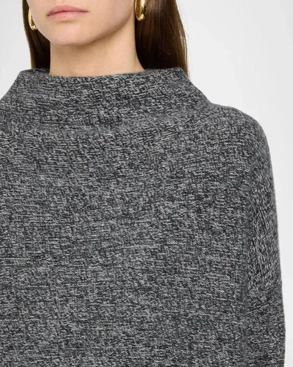 Vince Boiled Marl Cashmere Knit Funnel-neck Sweater