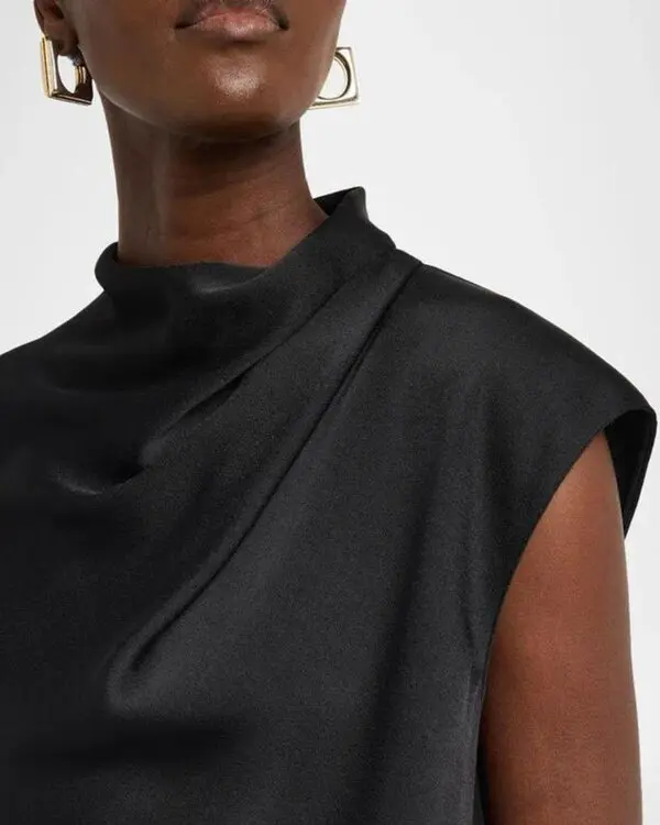 Vince Draped Cowl-neck Midi Dress - Black