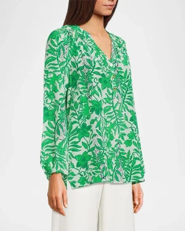 Lilly Pulitzer® Elsa Leafy Silk Top