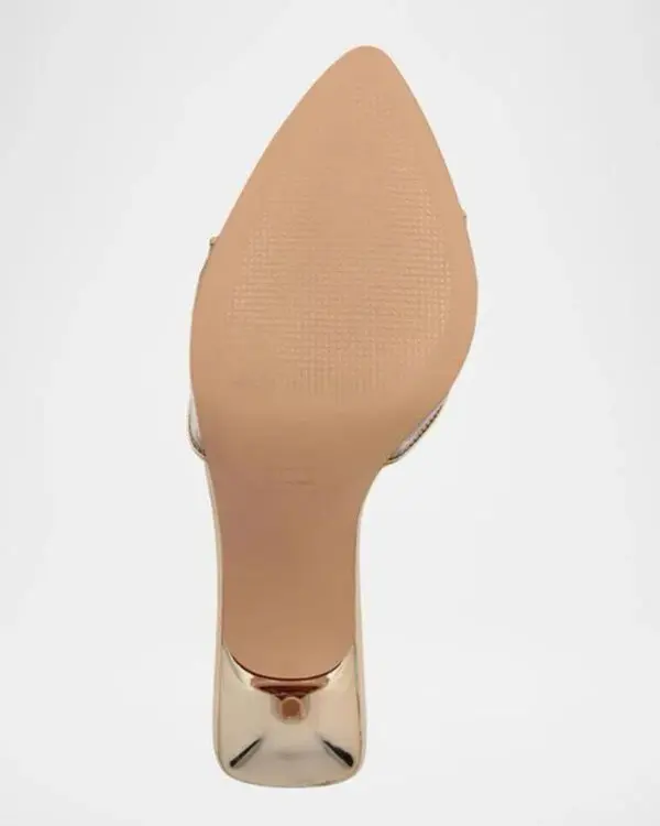 Schutz 75mm Elodie Vinyl Metallic Leather Mules