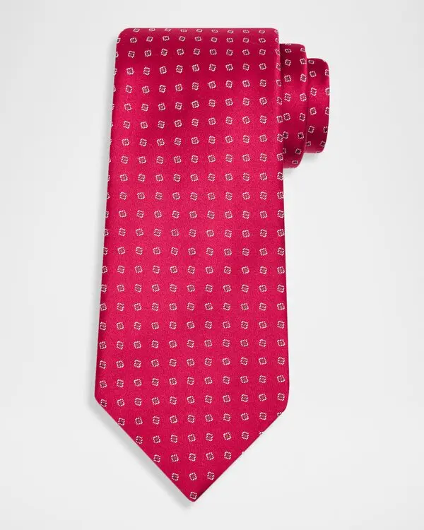 Charvet Apos;s Micro-geometric Jacquard Silk Tie - Red