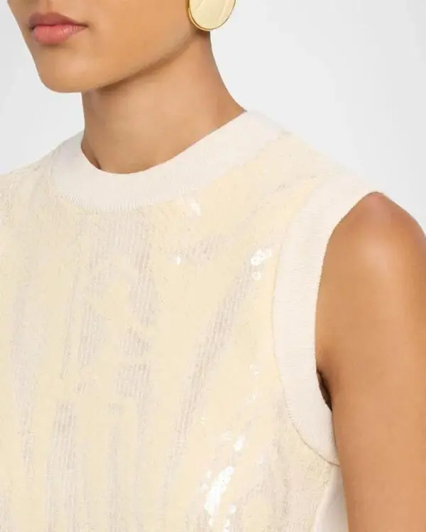 Peserico Sequin Stretch Knit Tank Top