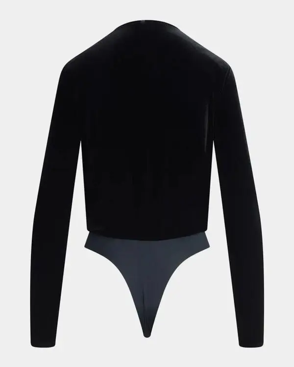 FAVORITE DAUGHTER The Velvet Date Long-sleeve Bodysuit - Black