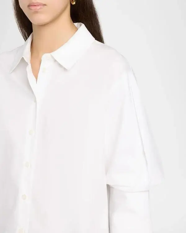 Tanya Taylor Emmy Ruched-sleeve Cotton Shirt