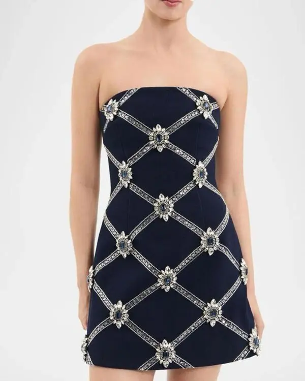 Rebecca Vallance Crown Jewel Strapless Beaded Mini Dress