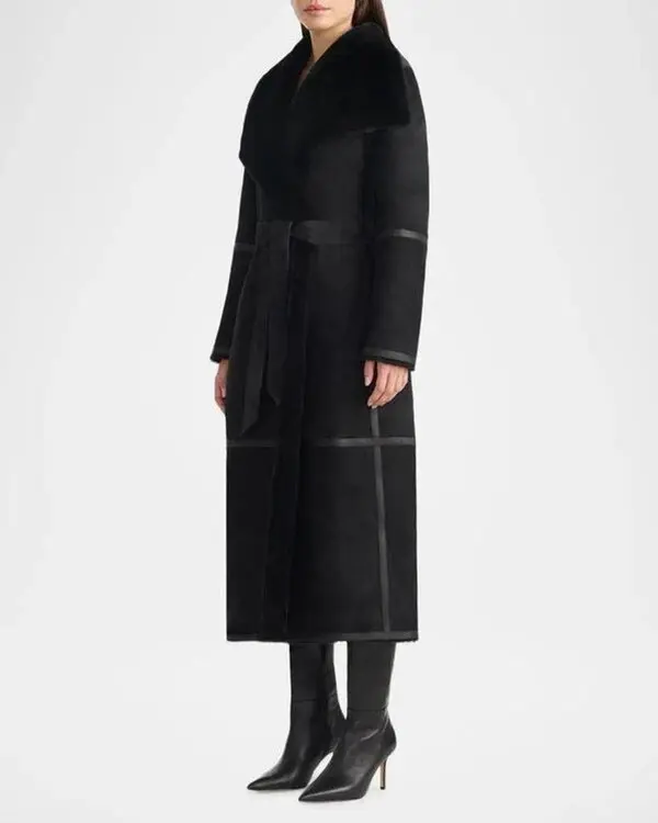 Mackage Marian Reversible Wrap Coat - Black-blac