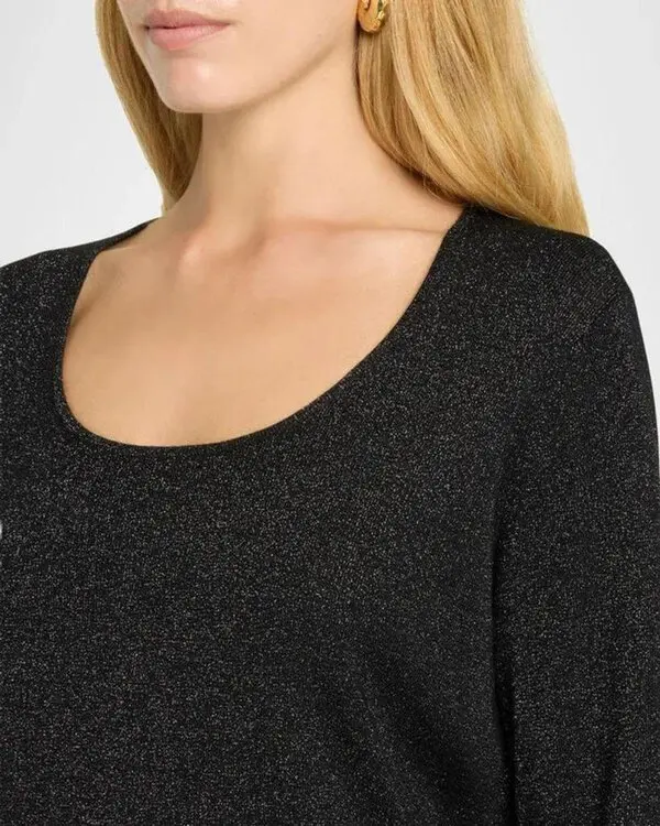 Eileen Fisher Scoop-neck Metallic Wool Knit Sweater