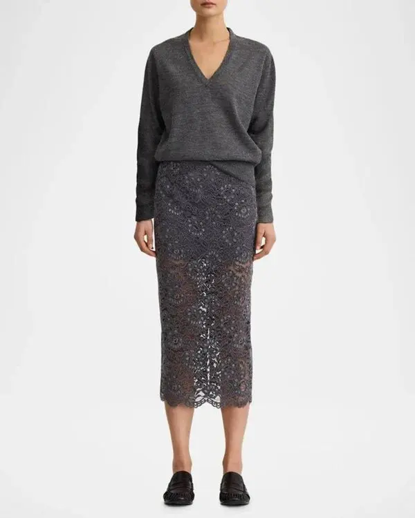 Smythe Floral Lace Midi Skirt
