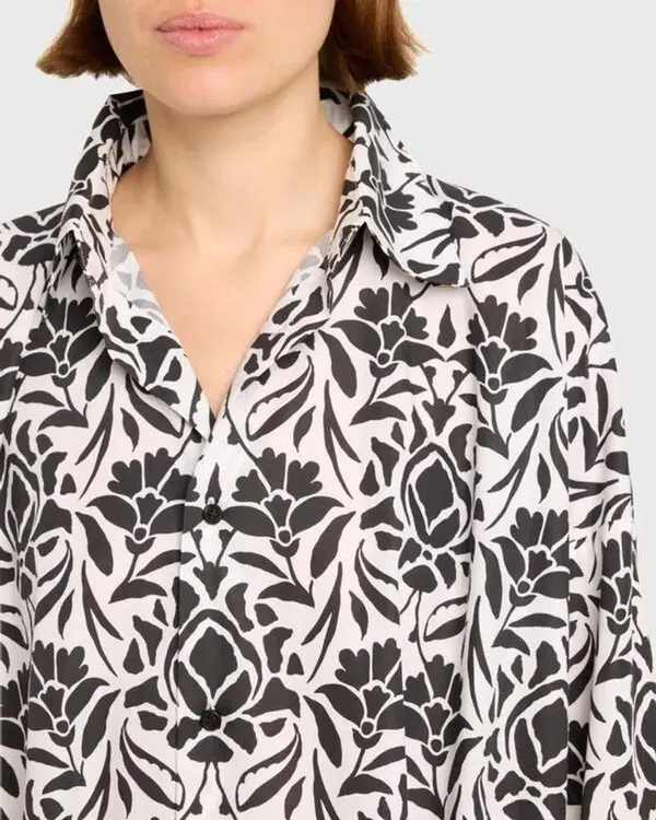 Eskandar Printed Wide A-line Shirtdress