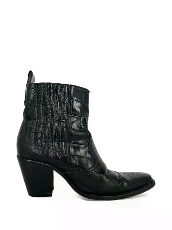 GANNI Croc-effect Western Ankle Boots