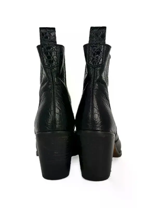 GANNI Croc-effect Western Ankle Boots