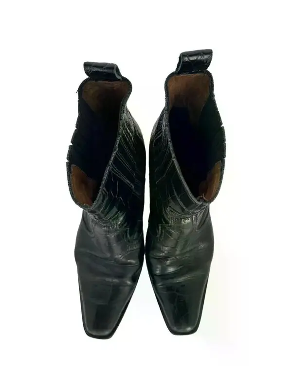 GANNI Croc-effect Western Ankle Boots