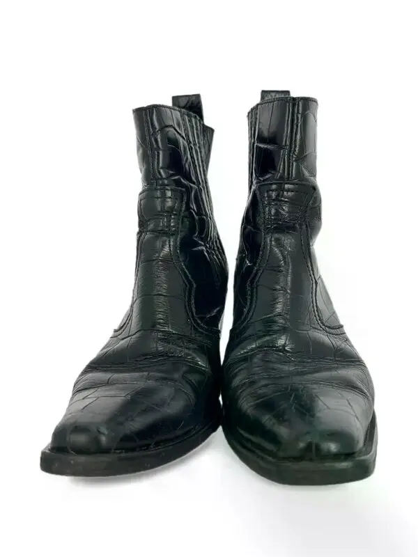 GANNI Croc-effect Western Ankle Boots