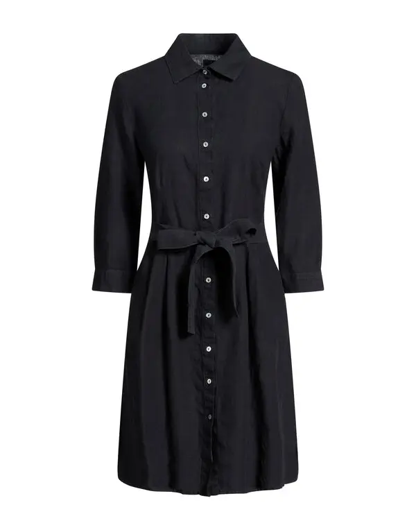 120% Lino Midi Dress Midnight Size Linen - Blue