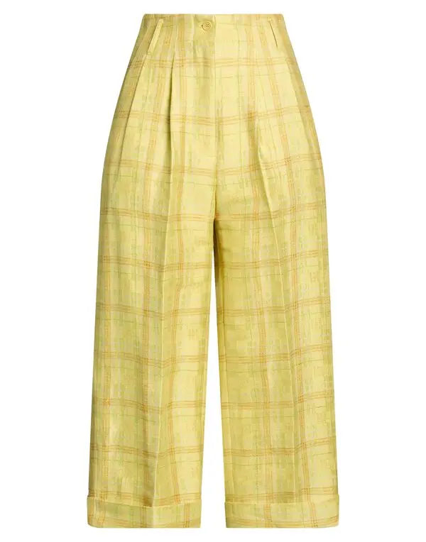 Aspesi Pants Lime Size Cotton, Linen, Polyamide