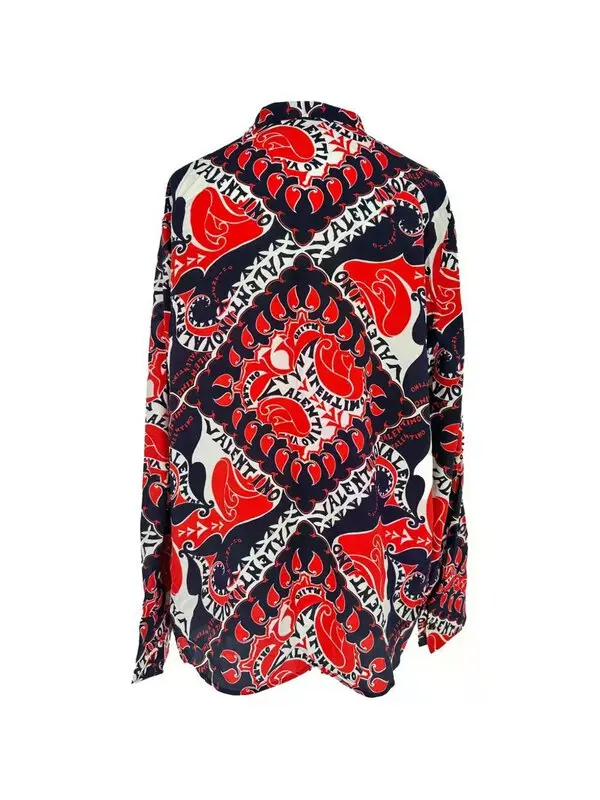 Valentino Garavani Printed Tie-neck Blouse