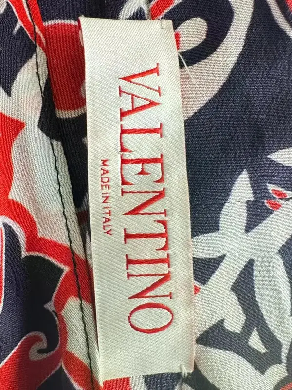 Valentino Garavani Printed Tie-neck Blouse