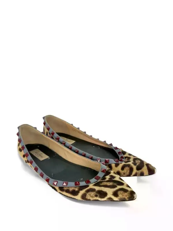 Valentino Garavani Rockstud Leopard-print Ballet Flats