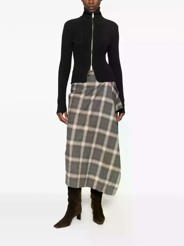 WOC Augusta Ribbed-knit Zip-up Cardigan