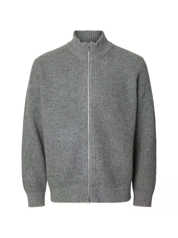 SELECTED Zip-fastening Ribbed-knit Cardigan