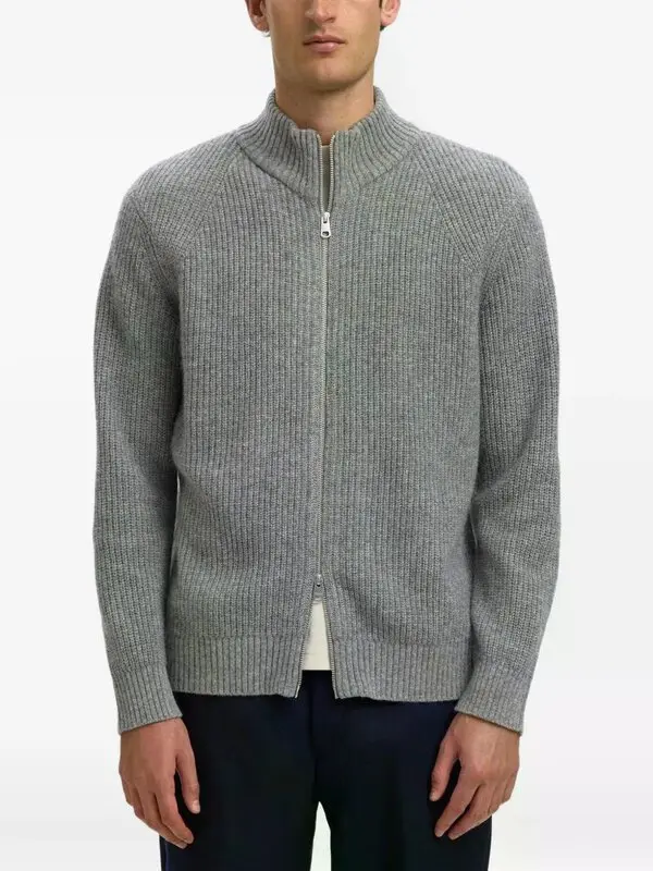 SELECTED Zip-fastening Ribbed-knit Cardigan