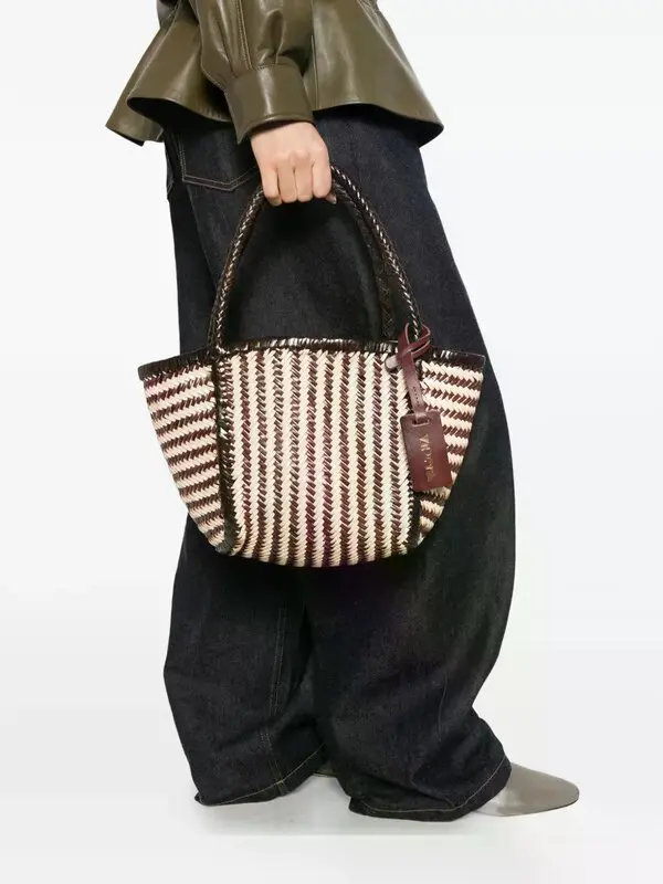 VIPERA Ruby Stripes Woven-design Leather Tote Bag