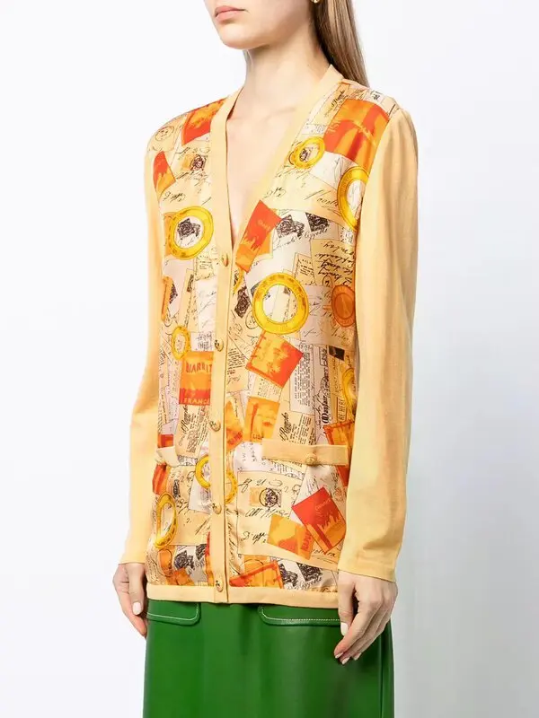 Celine 2000s Pre-owned Letters-print V-neck Cardigan
