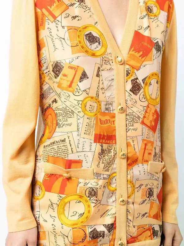 Celine 2000s Pre-owned Letters-print V-neck Cardigan