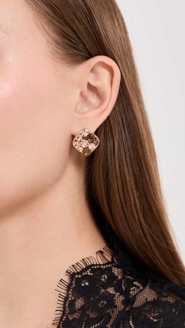 ADINA EDEN Cubic Zirconia Diamond Shape Omega Stud Earrings
