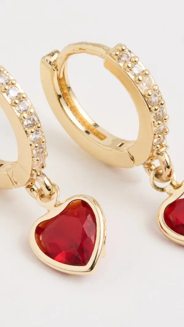 ADINA EDEN Cubic Zirconia Colo Heart Dangle Huggie Earrings