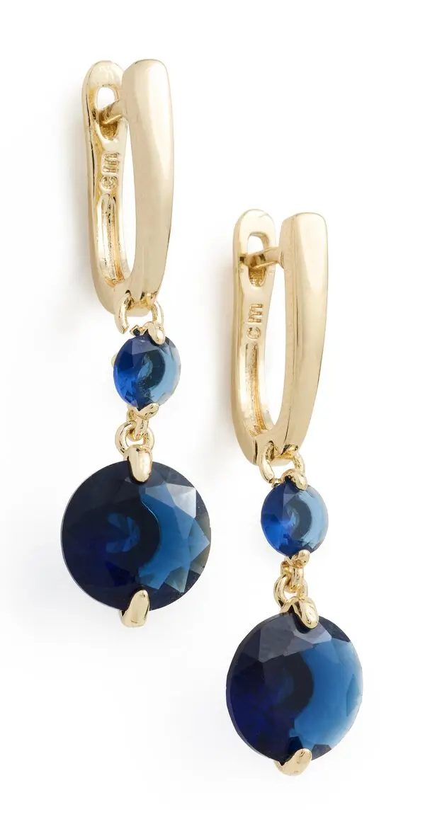 ADINA EDEN Cubic Zirconia Sapphire Drop Huggie Earrings - Blue