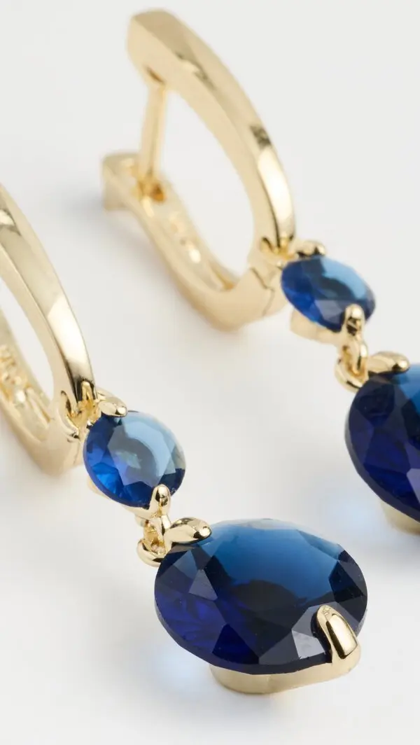 ADINA EDEN Cubic Zirconia Sapphire Drop Huggie Earrings