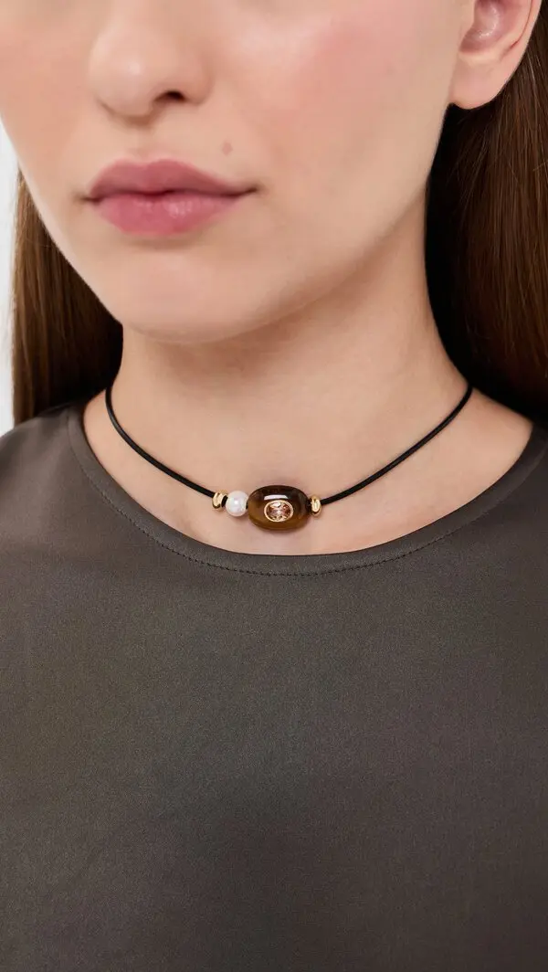 LACEY RYAN Tigers Eye & Pearl Choker
